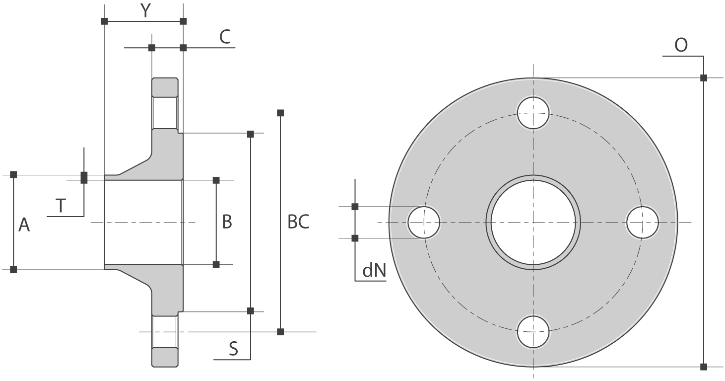 Bride à collerette INOX - TYPE 11-B (EN1092-1) Atinox SA